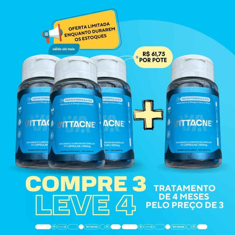 Vittacne - Promoção Compre 3 Leve 4 - 4 Unidades com 60 Cápsulas